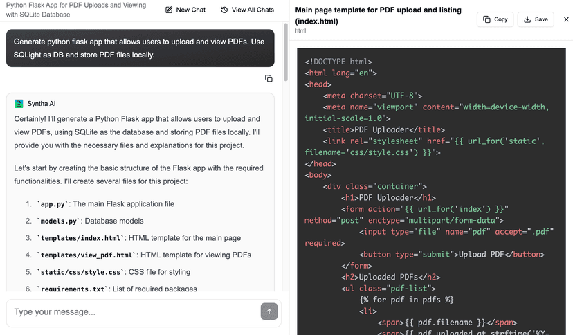Generate, explain, convert, debug, and optimize your code with AI — Syntha AI